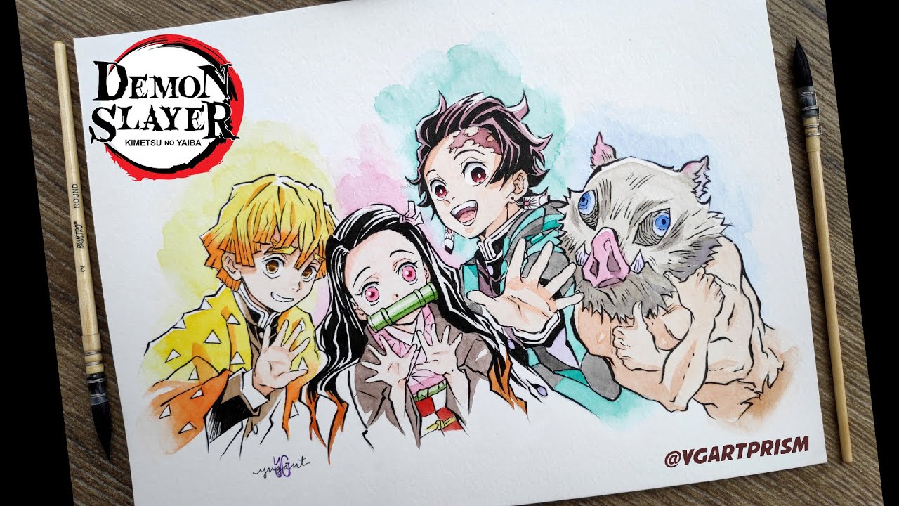 Drawing Tanjiro, Nezuko, Zenitsu and Inoske | Demon Slayer | Kimetsu no ...