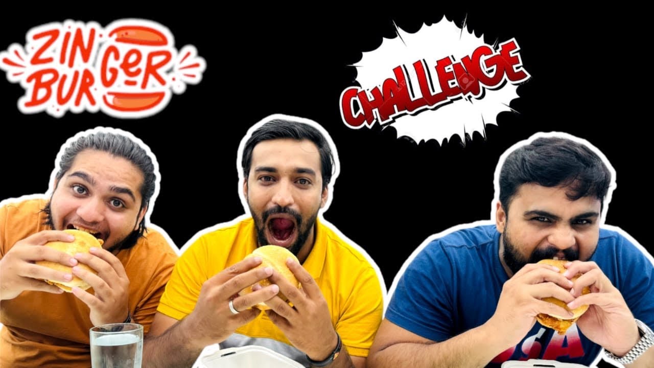 ZINGER BURGER EATING CONTEST | REAL EATING SPEED | BURGER DAY 🍔PRIZE ...