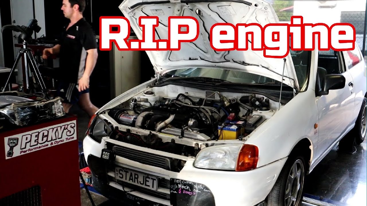 Huge turbo 4efte on dyno with new intake (Nicks Starlet) - YouTube