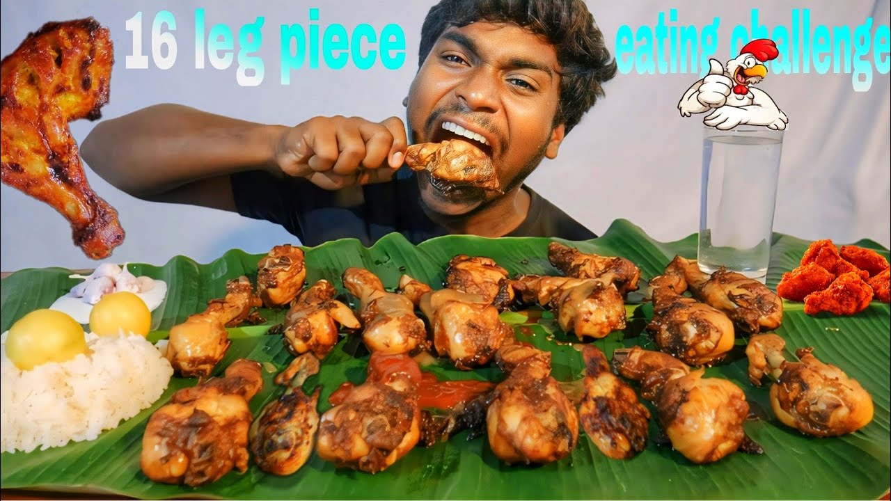 16 சிக்கன் leg piece eating challenge in One Man Army - YouTube