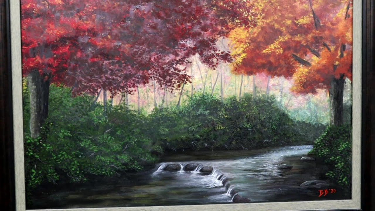 Painting A Fall Mountain River Scene, Repurposing Existing Painting # ...