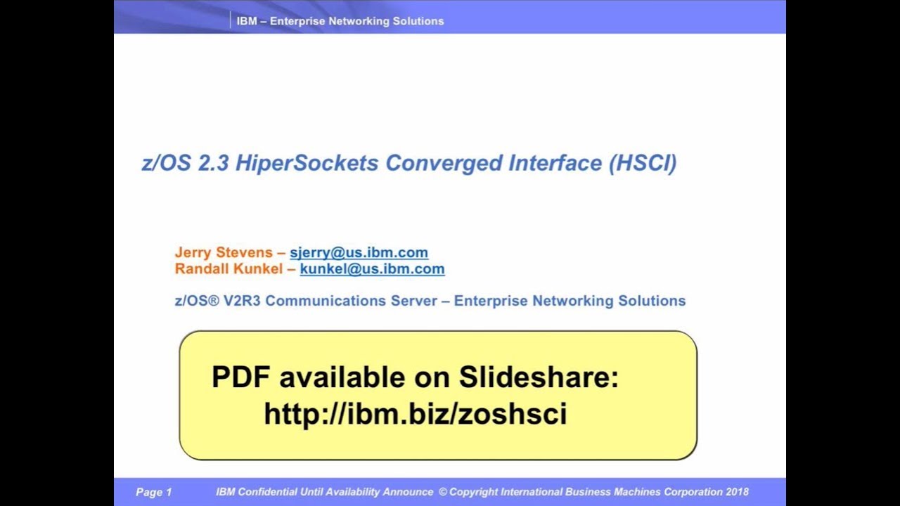 HiperSockets Converged Interface (HSCI) support - YouTube