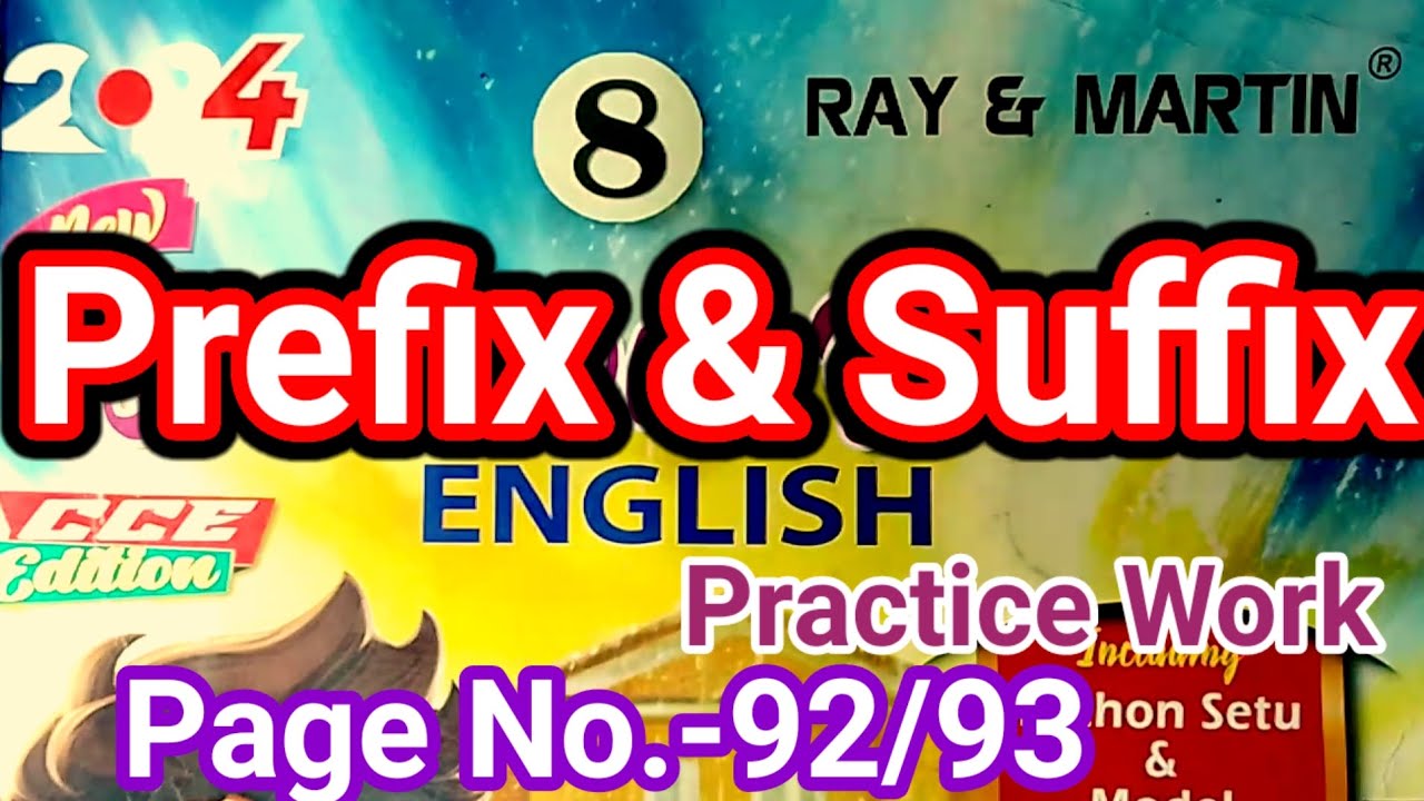 Class-8//Ray and Martin English Question Bank 2024//prefix and Suffix ...