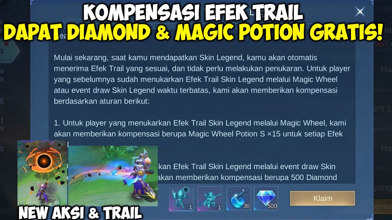 KLAIM 500 DIAMOND & 30 MAGIC WHEEL POTION UNTUK SKIN LEGEND YANG KALIAN ...