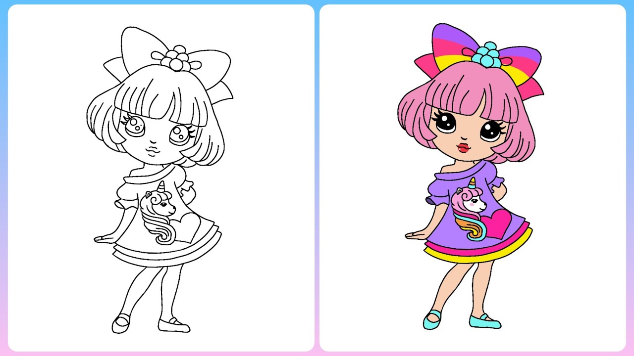 How to draw and color Cute Sophie | Easy step-by-step drawing | Little ...