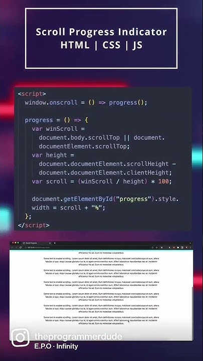 Scroll Progress Indicator using HTML, CSS and JavaScript | TheProgrammerDude - YouTube