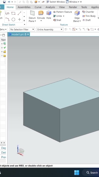 making rectangle and square block in 3D by using rectangle command in NX #shorts - YouTube