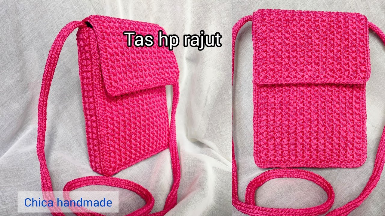 Crochet tutorial | cara mudah membuat tas rajut hp, cocok untuk pemula - YouTube