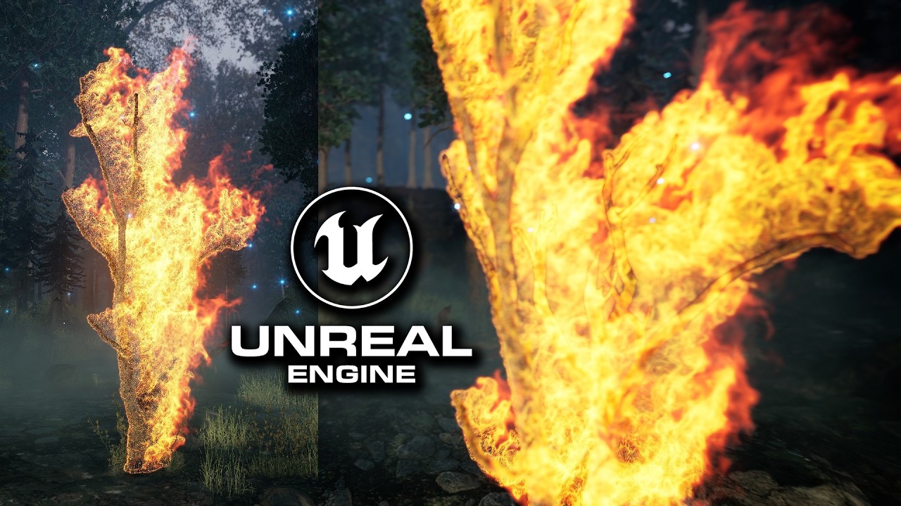 Flaming Tree with Fluid in UE5.3 Niagara 👉 Trailer - YouTube