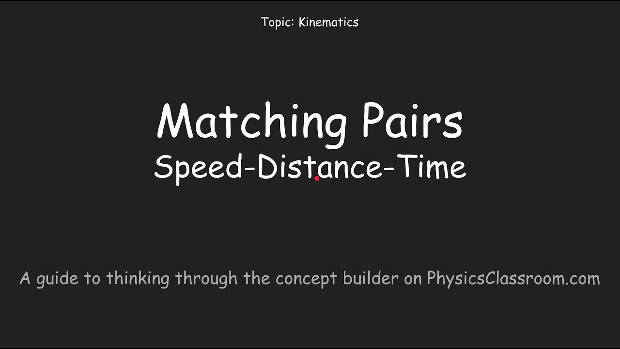 Matching Pairs: Speed-Distance-Time - Concept Builder - YouTube
