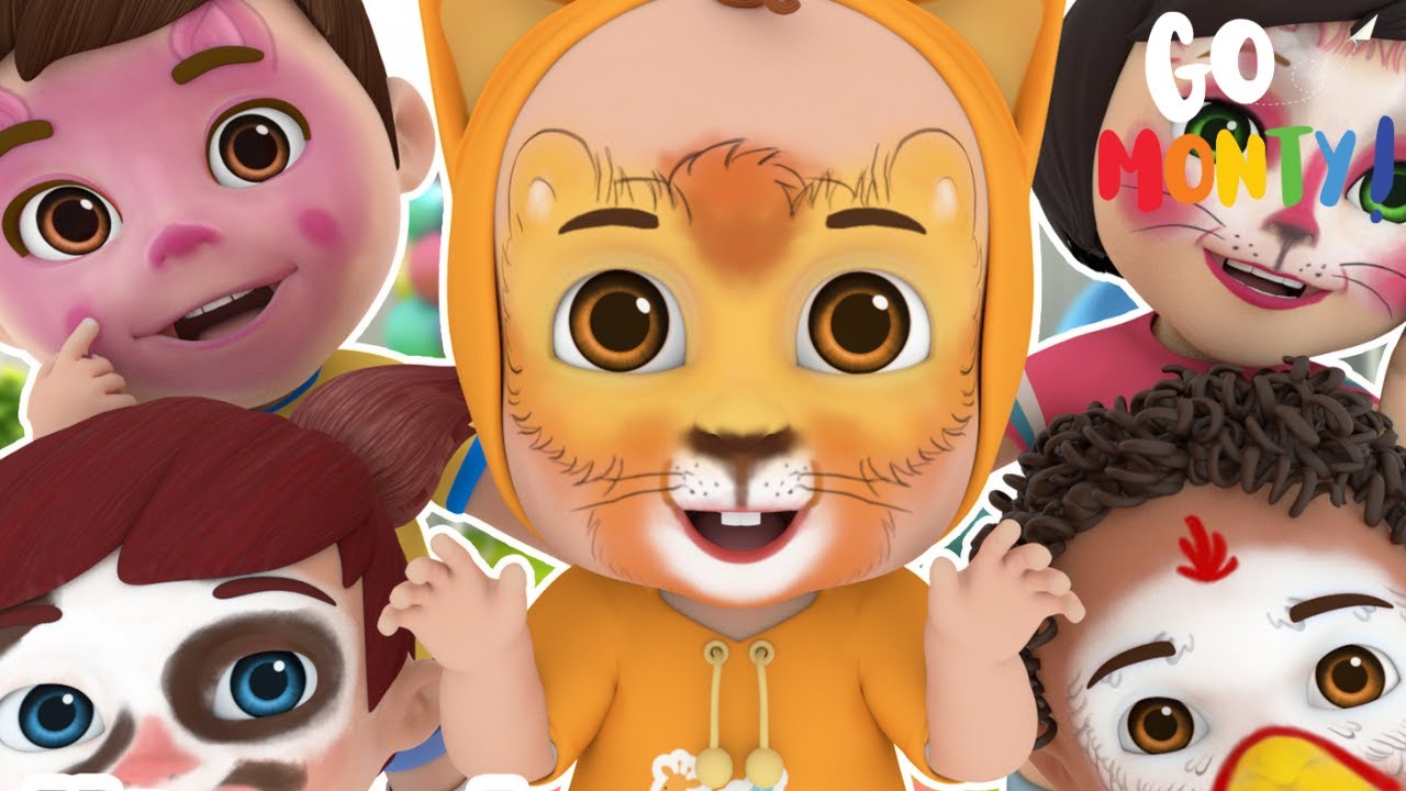Paint My Face Song | Animal Dance | Nursery Rhymes for Kids | Go Monty ...