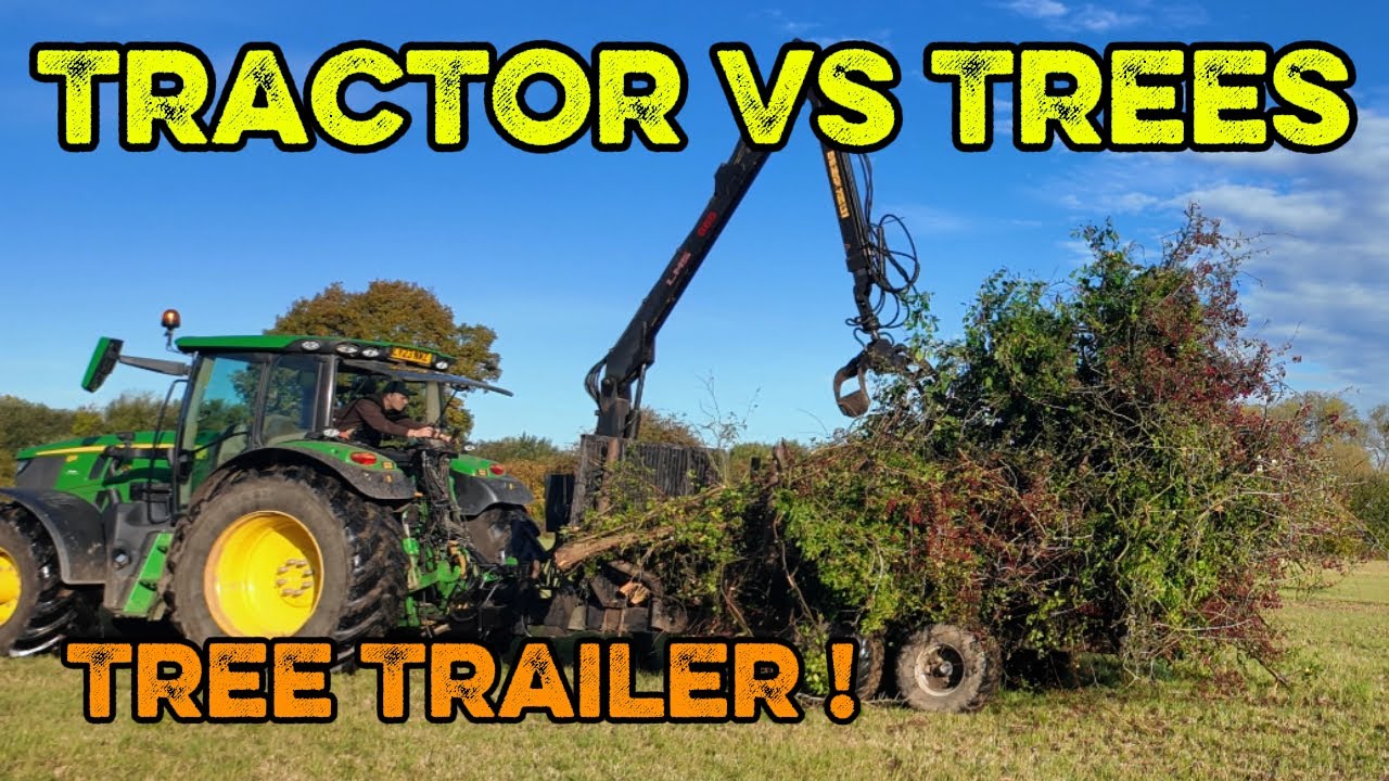 Forestry Forwarding, Huge Excavator Rotator Grab, Tractor moving Trees ...