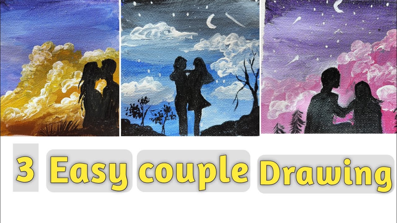 3 easy couple art ideas for beginners / Mini canvas painting/ Step by ...