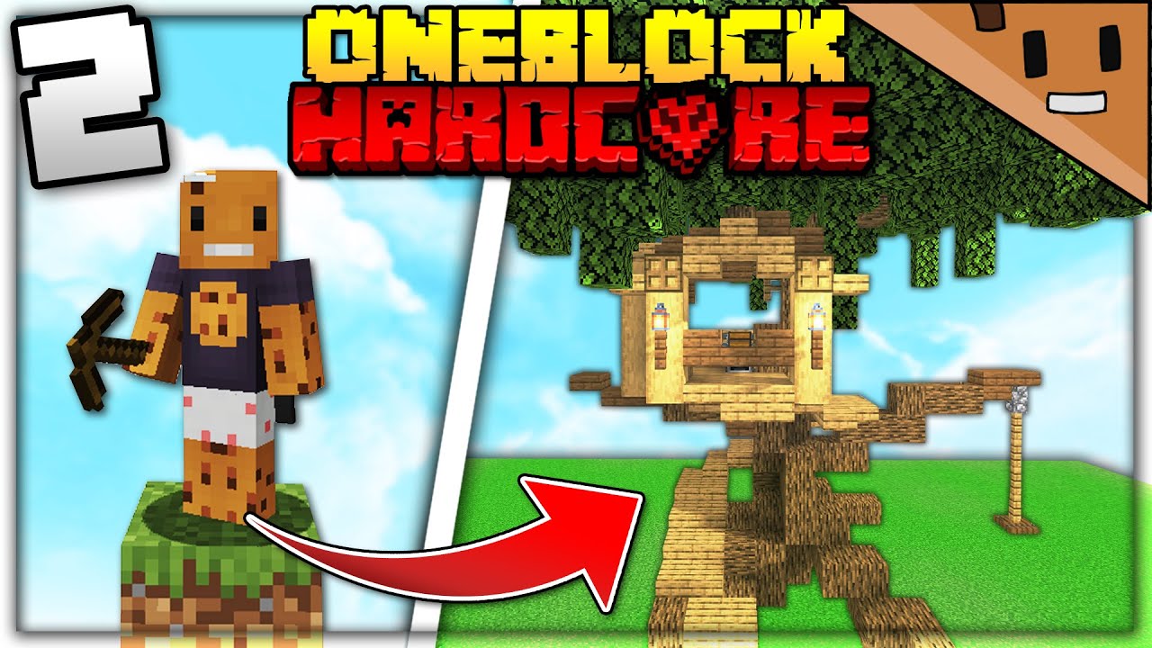 Building a TREE HOUSE on ONE BLOCK (Minecraft Hardcore One Block #2 ...