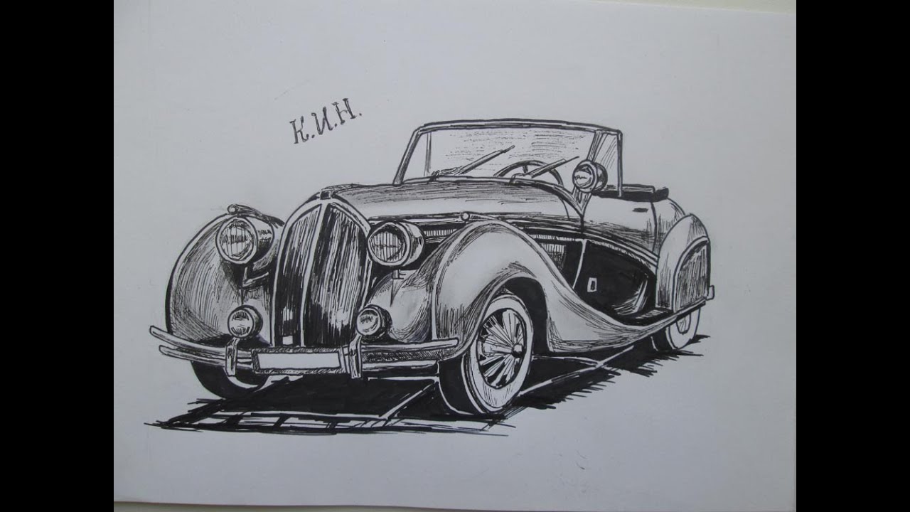 how to draw a car Hot Rod! -как нарисовать авто! - YouTube