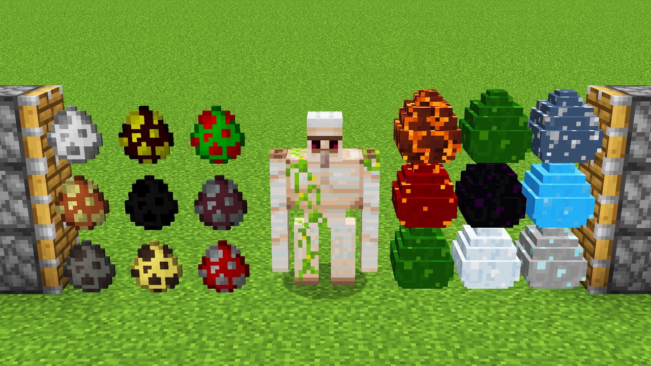 all minecraft eggs and iron golem and all new dragon eggs combined ...