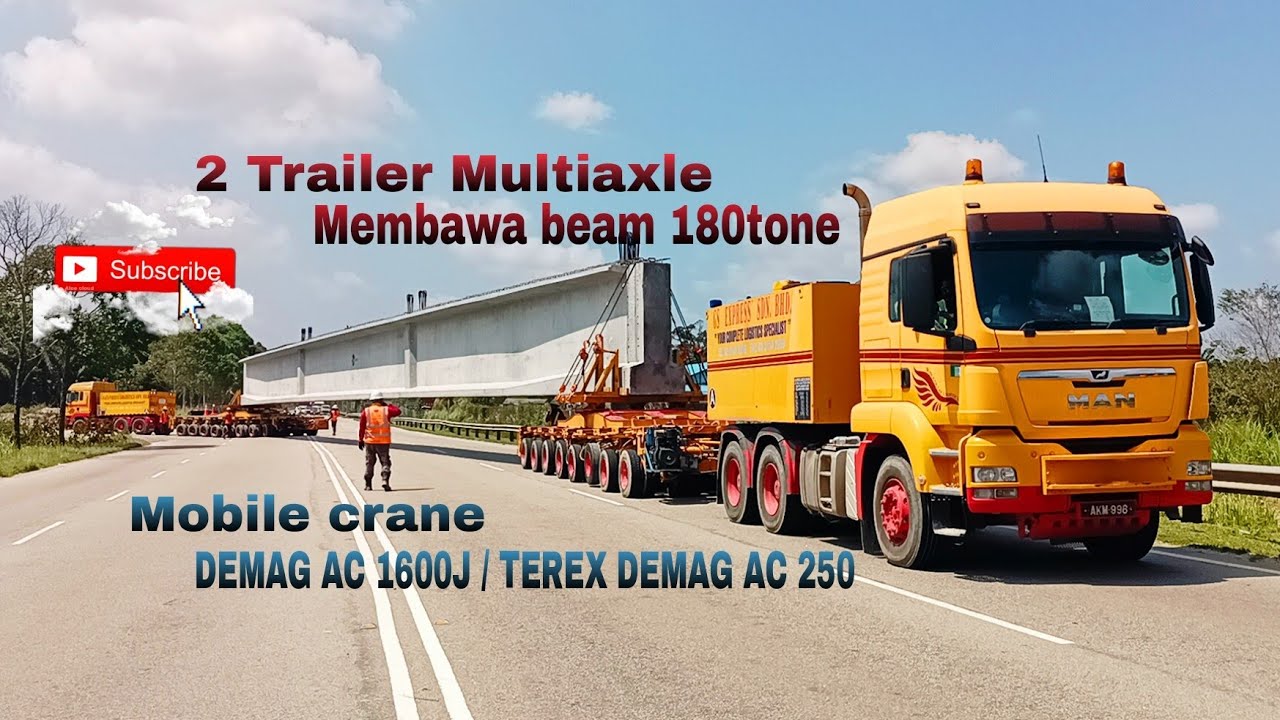 TEREX DEMAG AC 250 VS KOBELCO CRAWLER CRANE launching beam jalan kota ...