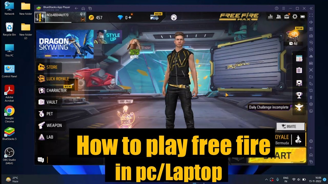How To Play Free Fire Game In Laptop [2022] || Laptop Me Free Fire Max ...