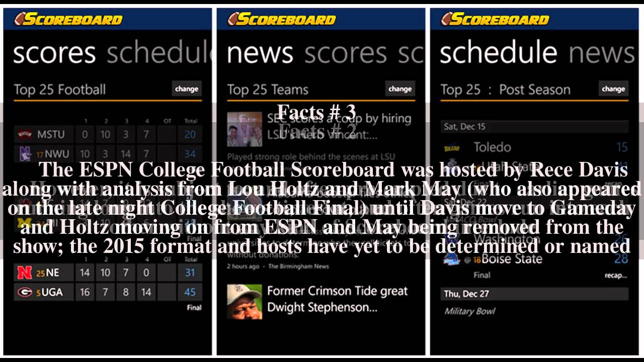 College Football Scoreboard Top # 5 Facts - YouTube