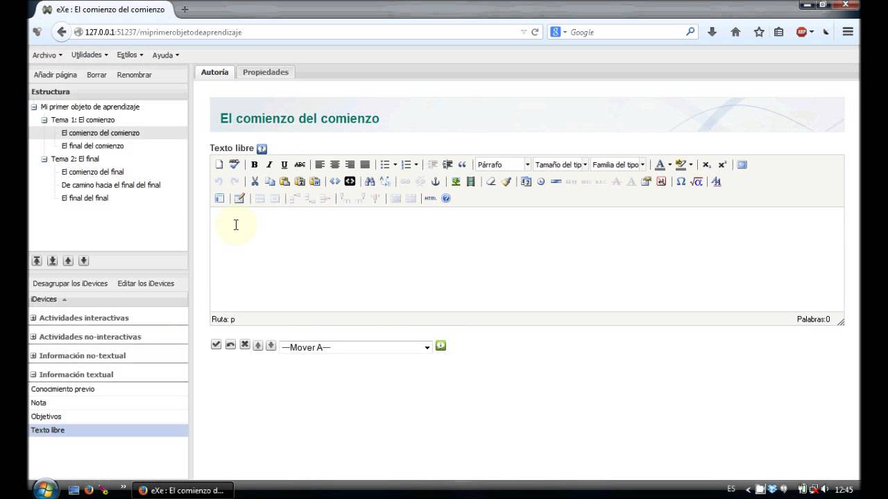 Insertar texto e imágenes en exeLearning. MEDUTIC - YouTube