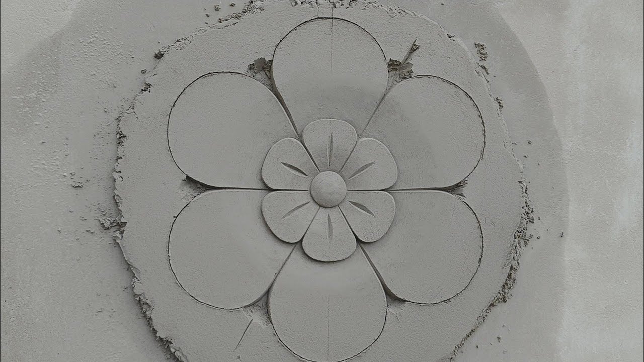 Balu or cement se design kaise banaye Flower design by- Rakesh babu ...