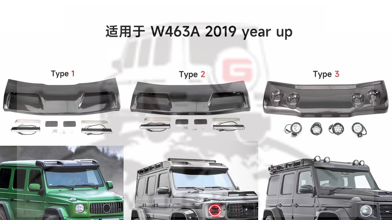 W464 4X4 Roof Spoiler with Lights #gwagon - YouTube