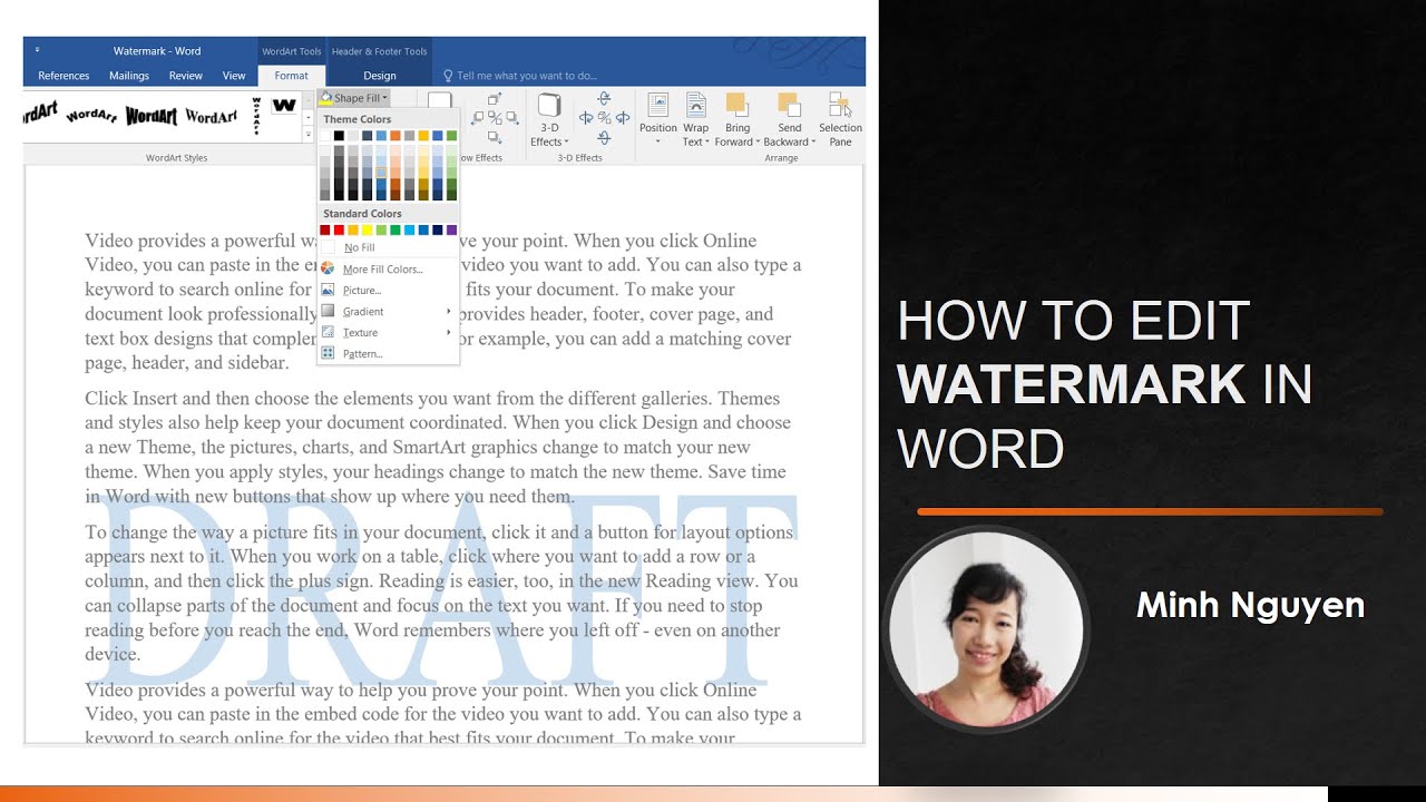 How to edit watermark in Word - YouTube