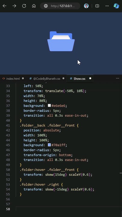 Day 058 - 😍Micro css folder hover animation #coding #webdevelopment #frontend #programming #css ...