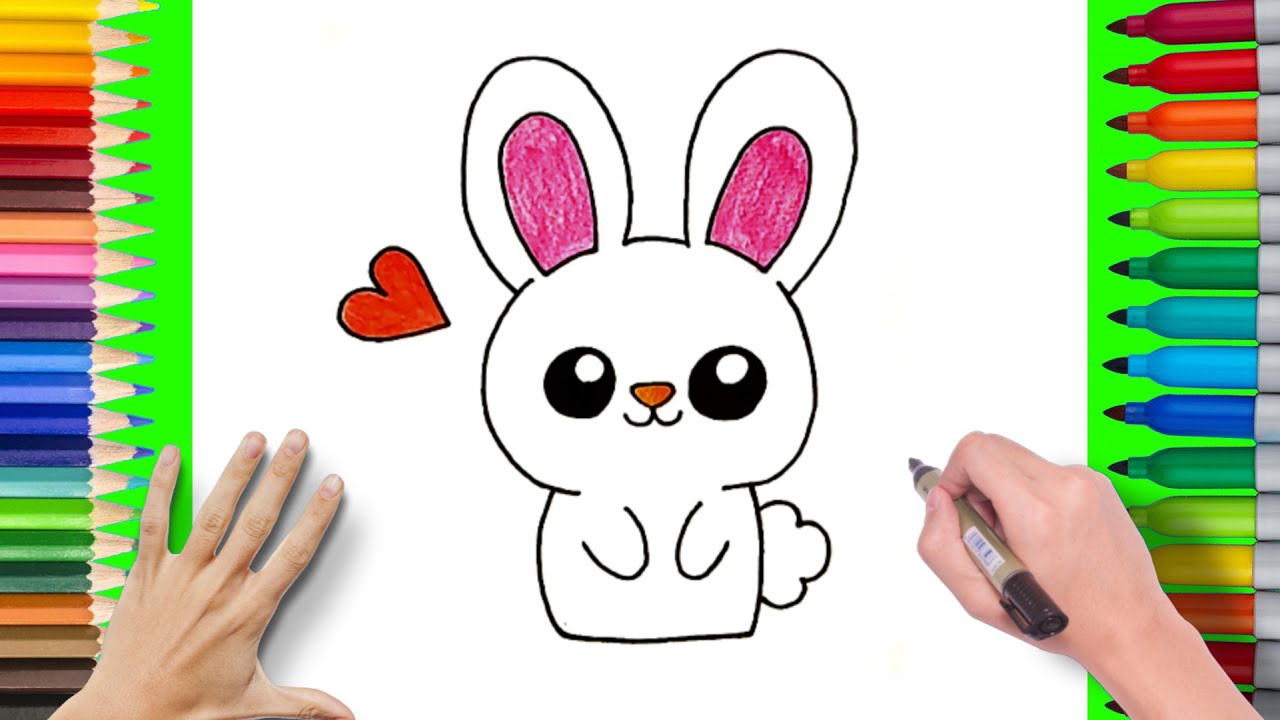 HOW TO DRAW A CUTE BUNNY - EASY DRAWING - COLORING - YouTube