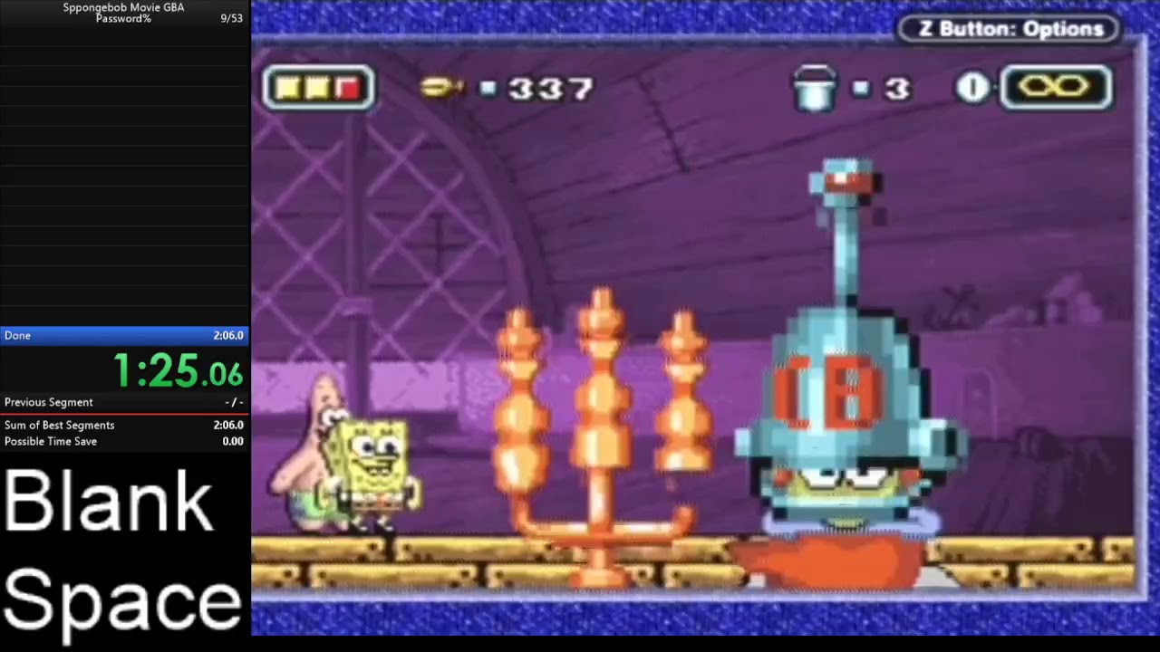 The Spongebob Squarepants Movie GBA password% speedrun in 2:05.9 - YouTube