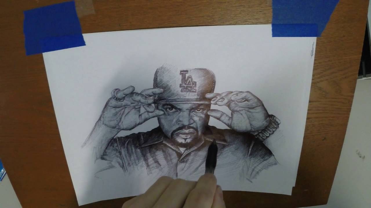 Ice Cube pen drawing - YouTube