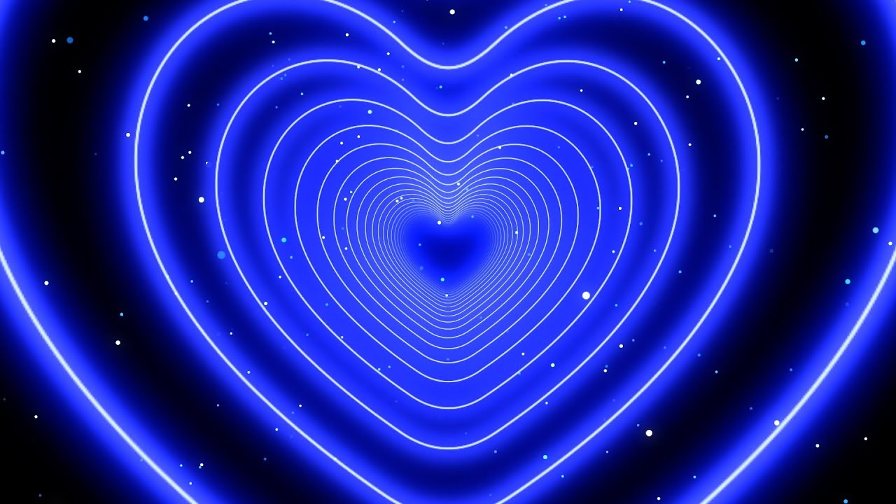 Neon Lights Heart Motion Background💙Blue Heart Background | Background ...