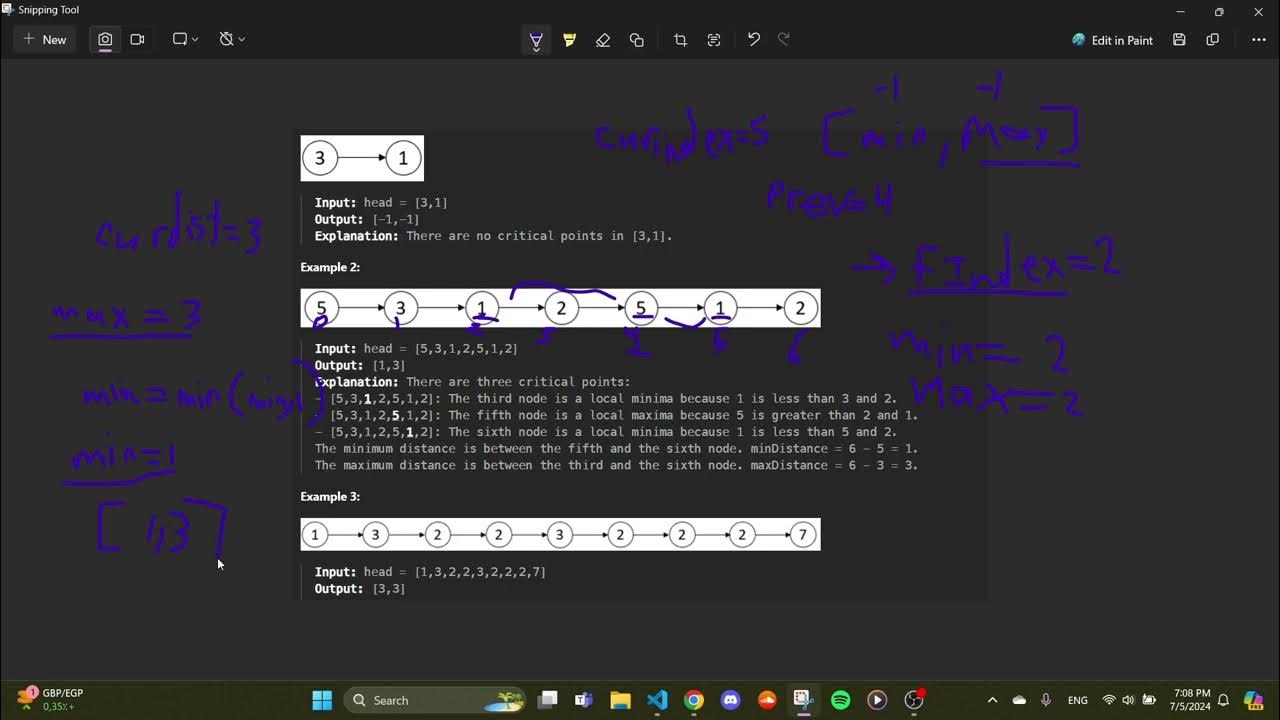 Daily problem solution: 2058. Find the Minimum and Maximum Number of Nodes Between Critical ...