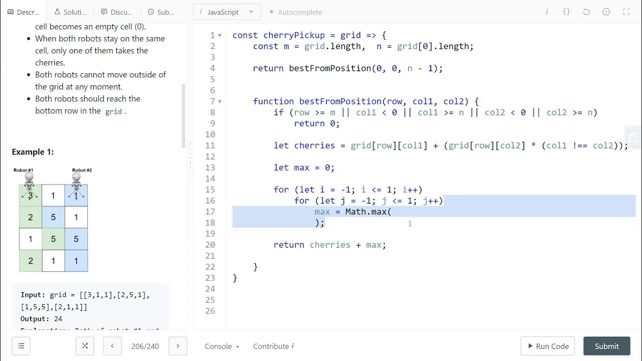 LeetCode 1463. [HARD] Cherry Pickup II - YouTube