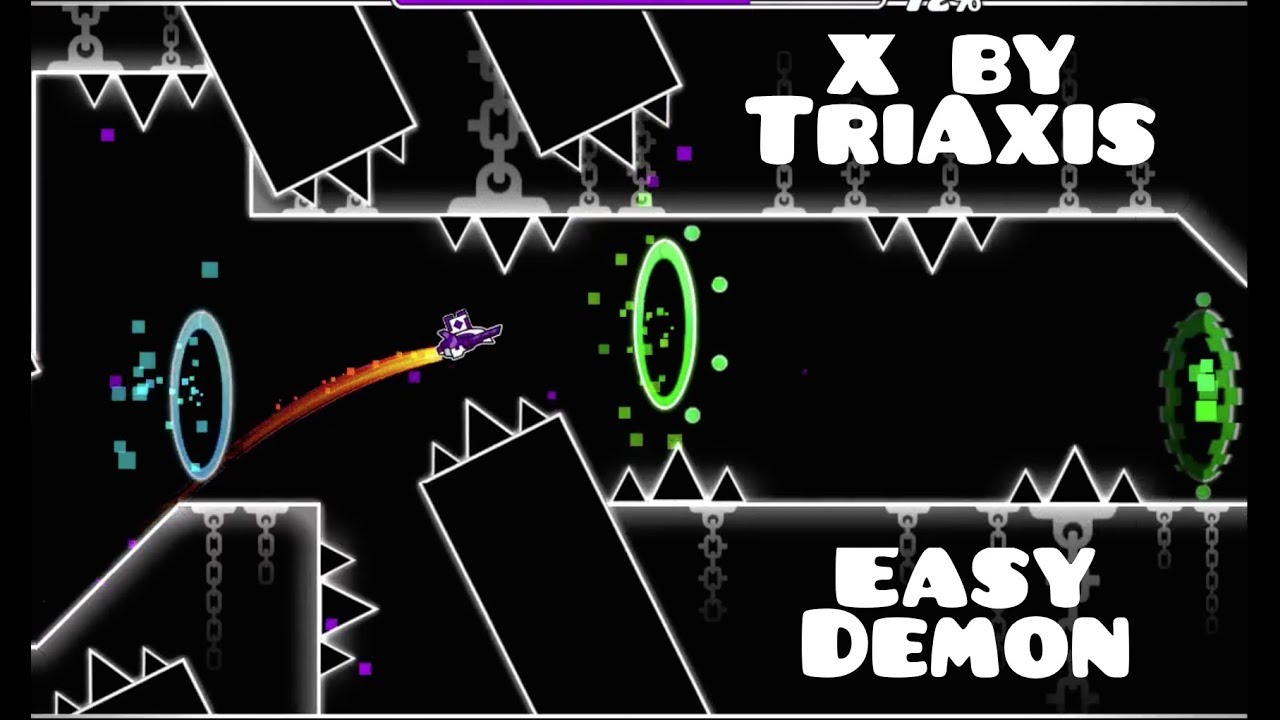 Geometry Dash - X by Triaxis | Easy Demon | 10 ★ (100%) (3 Coins) - YouTube