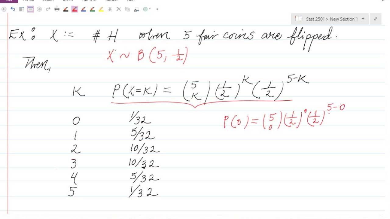 L12 Ch4 pmf Binomial Distribution Example - YouTube