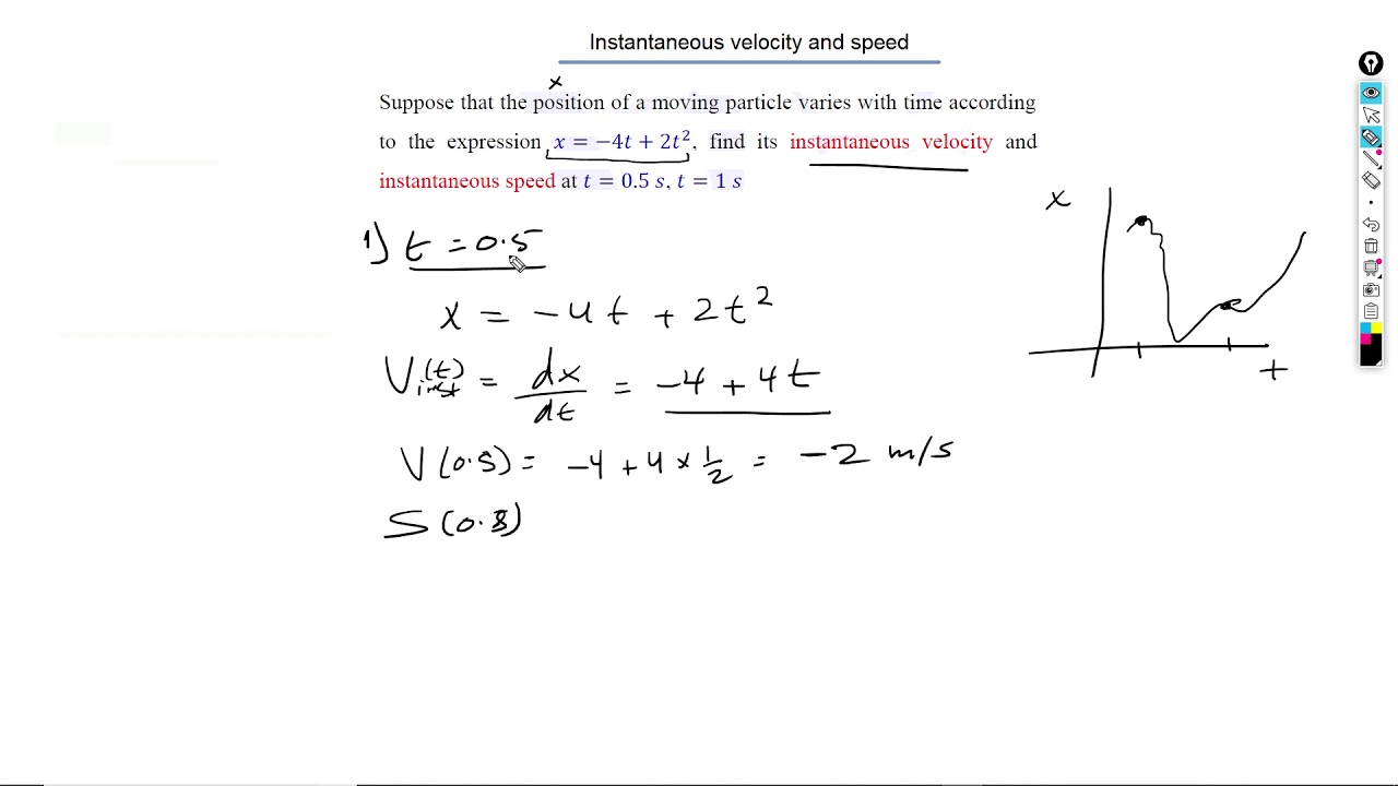 10 Example 1 Instantaneous velocity and speed - YouTube