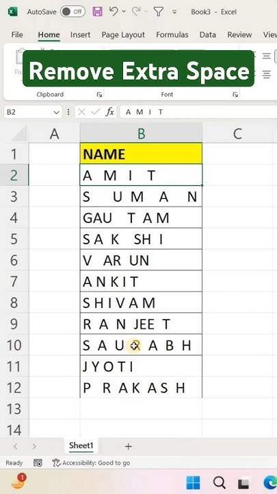 🔥Remove Extra Spaces in Excel | #exceltips #exceltricks #tausif_eduworld #space - YouTube