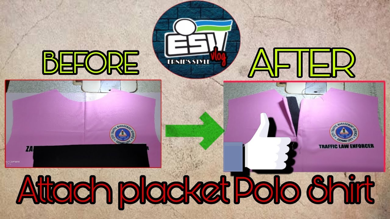 How to attach placket in Polo Shirt | Attaching placket ERNIE'S STYLE ...