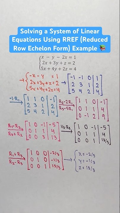 Solving a System of Linear Equations Using RREF (Reduced Row Echelon Form) Example #Shorts #math ...