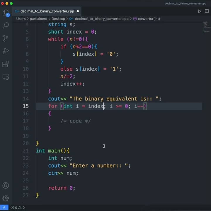 Convert Decimal Number To Binary Number Using C++ Program - YouTube