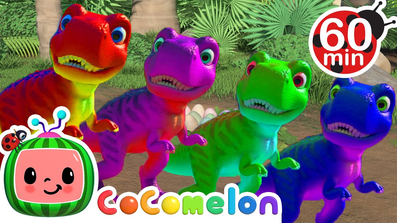 Rainbow Colors Dinosaur Song with Surprise Eggs | CoComelon Nursery ...
