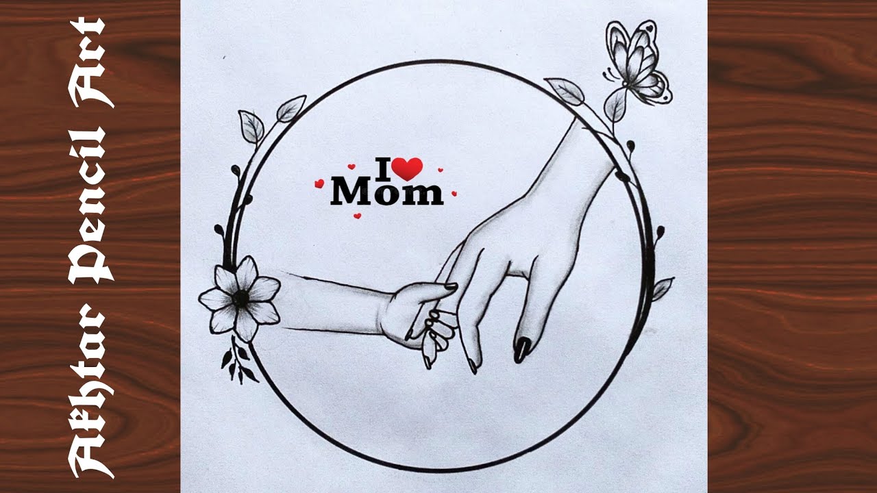 How to draw mother hand drawing, Mother's day drawing for beginners ...