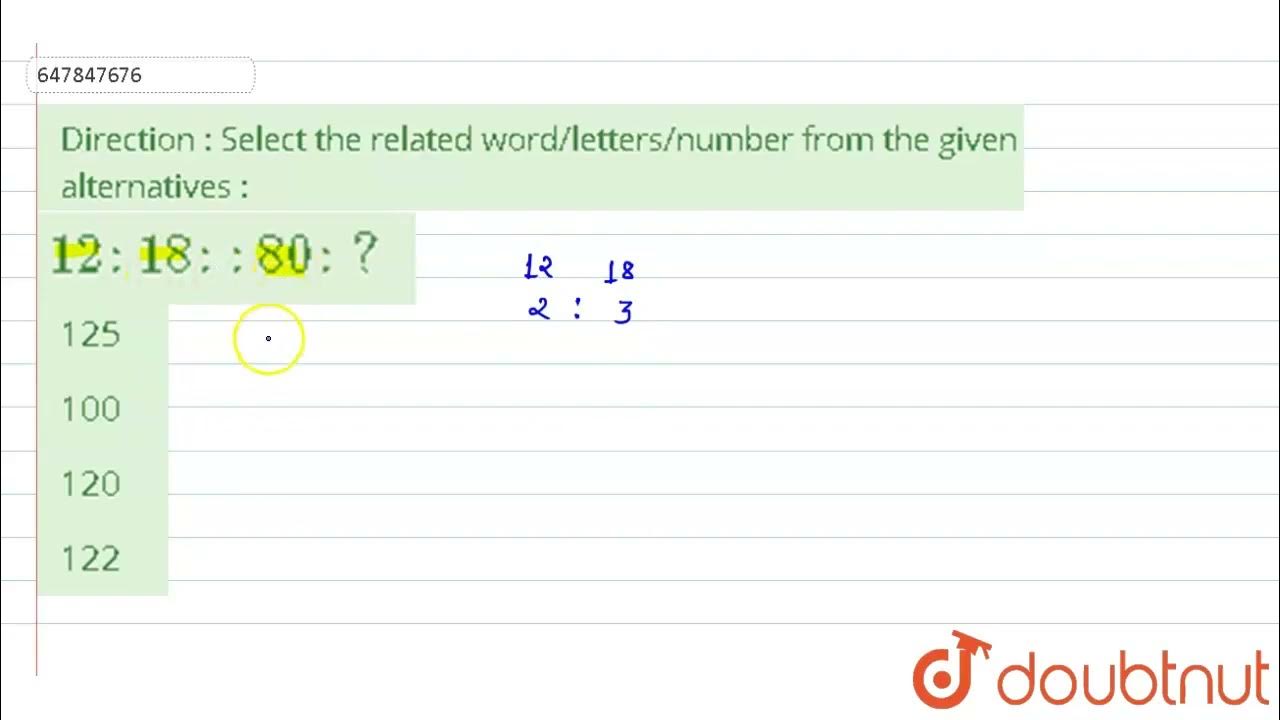 Direction: Select the related word/letters/number from the given alternatives : 12: 18: : 80 ...