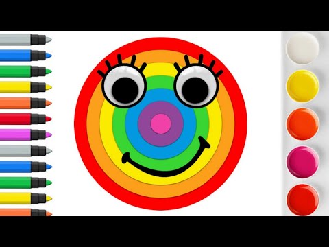 How to draw rainbow 🌈 circle for kids || Kids painting and drawing ...