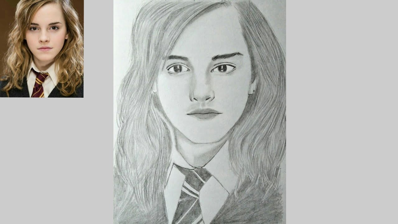How To Draw Hermione Granger Emma Watson Easy Pencil Sketch Arun Artbook Youtube