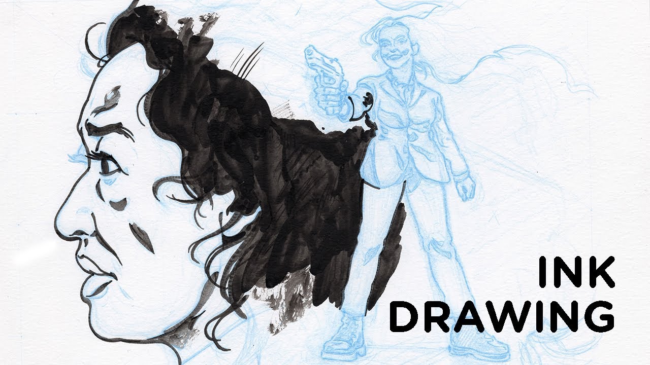 Comics-Style Ink Drawing Demo: "Killing Eve" Portrait Illustration ...