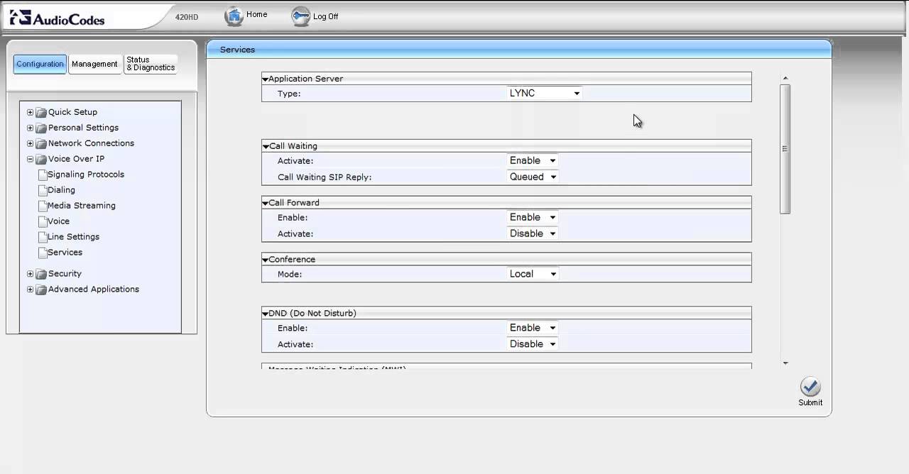 AudioCodes 420 HD Lync Phone web-based management - YouTube