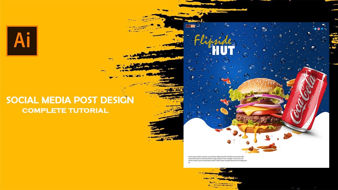 Make TRENDY social Media Post Design in Illustrator | Adobe illustrator ...