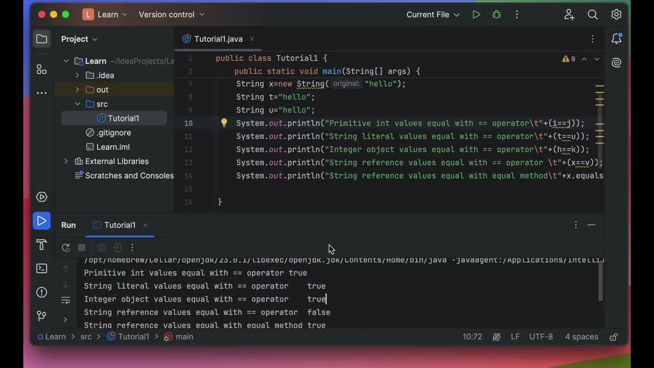 Equal check with == vs equals method in Java - YouTube
